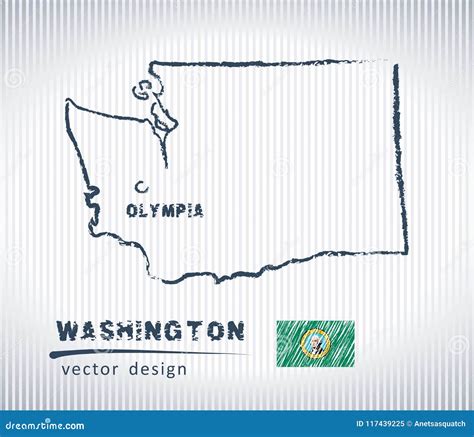 Washington National Vector Drawing Map On White Background
