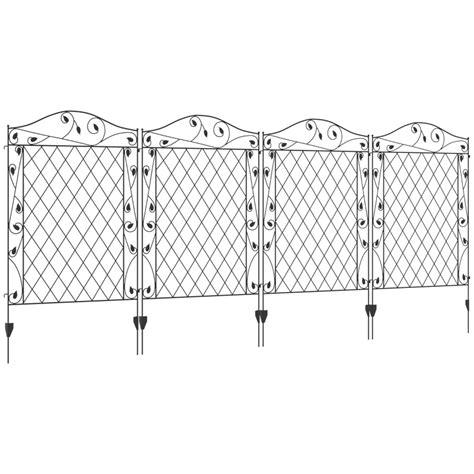 Outsunny Garden Fence 4 Pack Metal Fence Panels 115 Rust Resistant