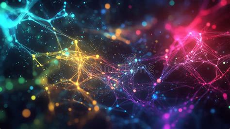 Colorful Digital Web Of Interconnected Lights Stock Image Image Of Nodes Generated 348997271