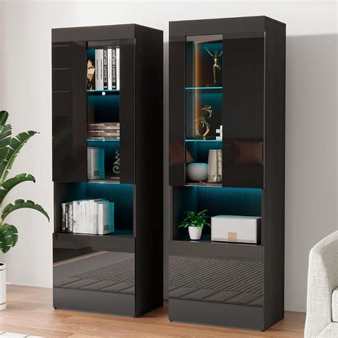 Amerlife 2 Piece 71in Tall Bookcase Storage Cabinet With