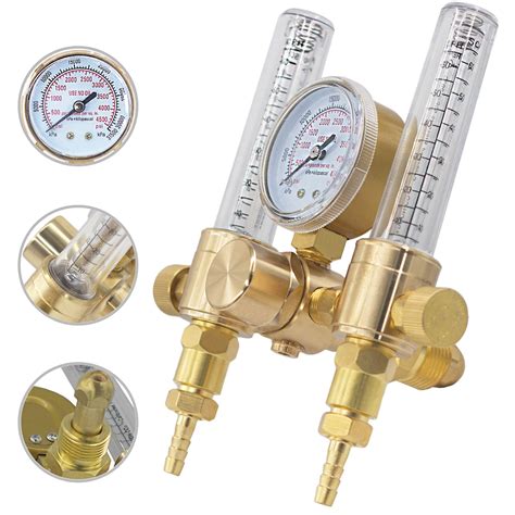 Buy AIC WELD Argon Regulator Dual Output CO2 Flowmeter For TIG MIG