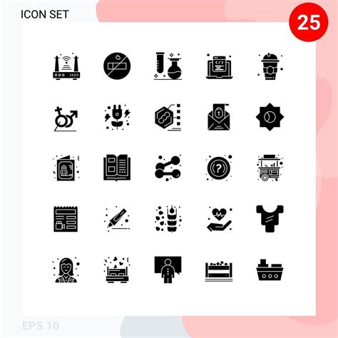 25 Thematic Vector Solid Glyphs And Editable Symbols Of Drink Programming Flasks Html Coding