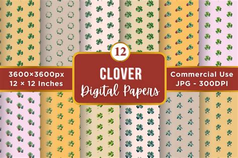 Clover Digital Paper Patterns Graphic By Digital Print Box · Creative