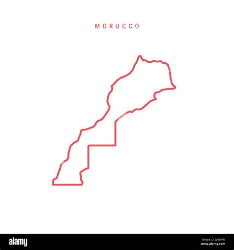 Carte De Contour Modifiable Du Maroc Frontière Rouge Marocaine Nom Du