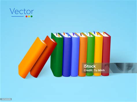 다양한 색상의 책 최소한의 스타일 배경에 격리된 3d 행 도서관 서점 학습 및 공부를 위한 개념입니다 책 벡터 아이콘 그림입니다 3차원 형태에 대한 스톡 벡터 아트 및 기타