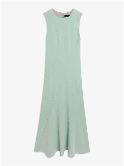 Theory Curve Seam Sleeveless Dress In Silver Mint Endource