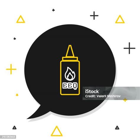 라인 케첩 병 아이콘은 흰색 배경에 고립되어 있습니다 화염 불꽃 아이콘입니다 바베큐 및 바베큐 그릴 기호 다채로운 윤곽선 개념