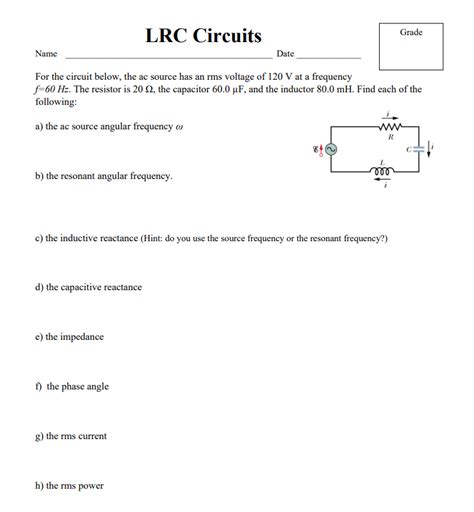 Solved For The Circuit Below The Ac Source Has An Rms