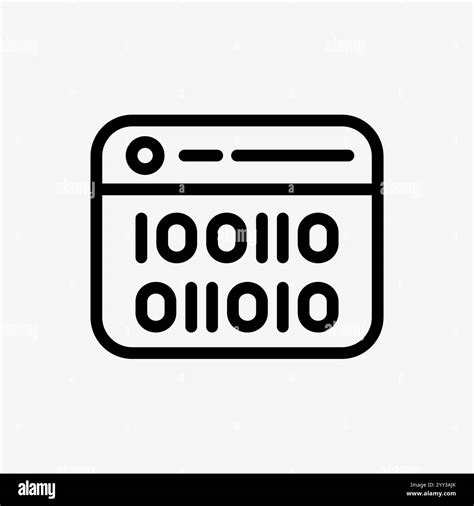 Icon Line Web Window Panel With Binary Code Technology And System