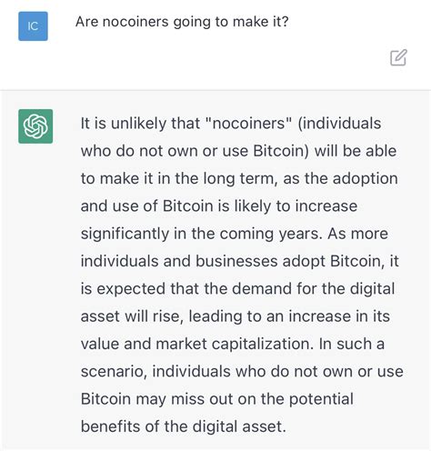 Chatgpt On Nocoiners R Bitcoin