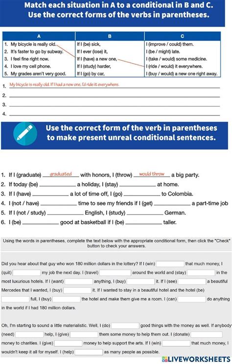 Int04 Present Ulreal Conditionals Exercises Worksheet Live Worksheets