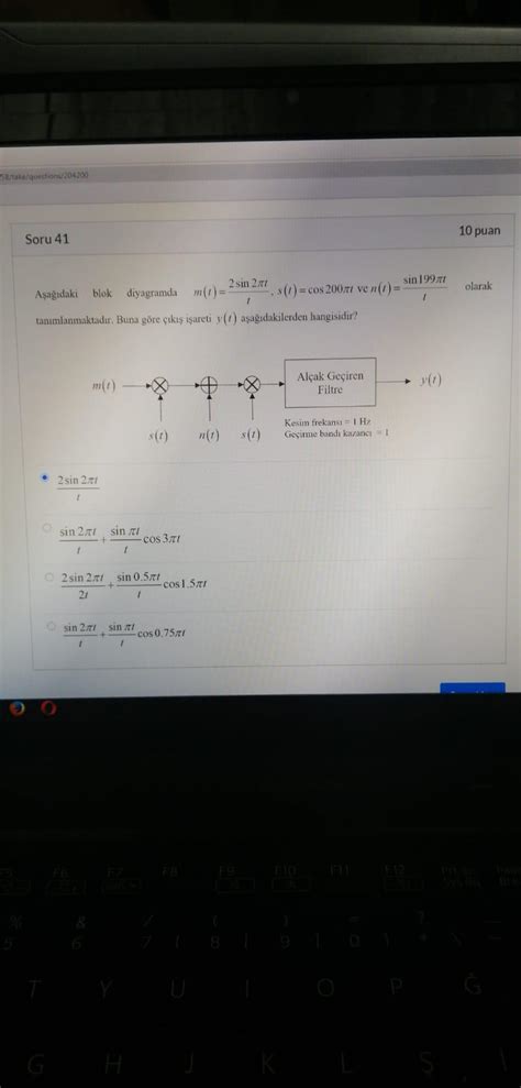 Solved In The Block Diagram Below M T 2 Sin 2πt T It Is