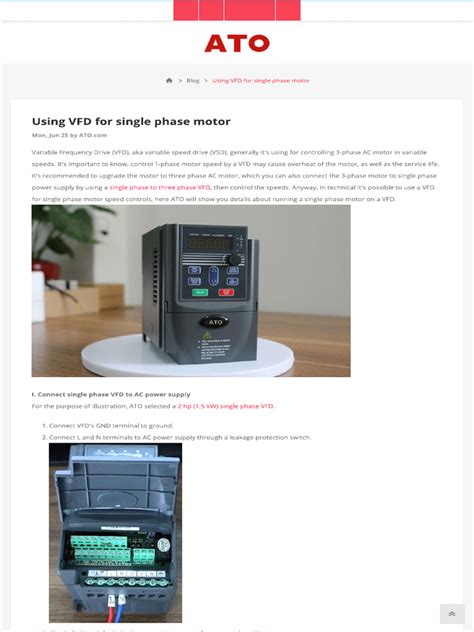 Using Vfd For Single Phase Motor Ato Pdf