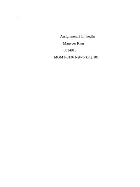 Assignment 3 Linkedin Connection Pdf
