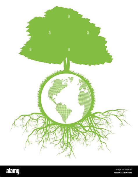 Tree With Roots And Planet Background Ecology Vector Concept For Poster Stock Vector Image Art