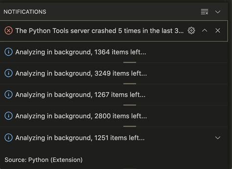 Analyzing In Background Runs Forever The Python Tools Server Crashes Times In The Last