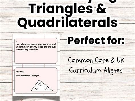 5 Classifying Triangles And Quadrilaterals Anchor Chart Flash Cards