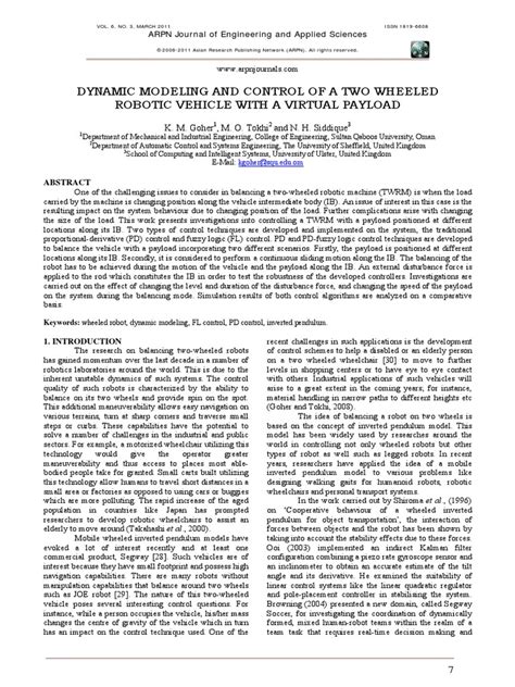 Dynamic Modeling And Control Of Segway Pdf Robotics Robot