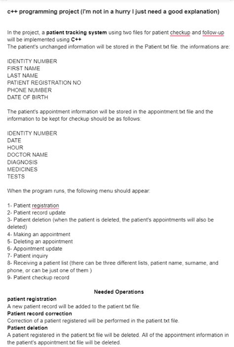 Solved In The Project A Patient Tracking System Using Two