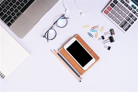Premium Photo Flat Lay Top View Office Table Desk Workspace Background