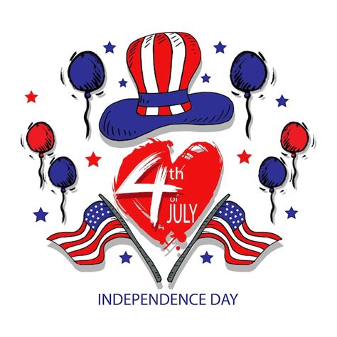 4 De Julho Dia Da Independência Dos Estados Unidos Vetor Premium