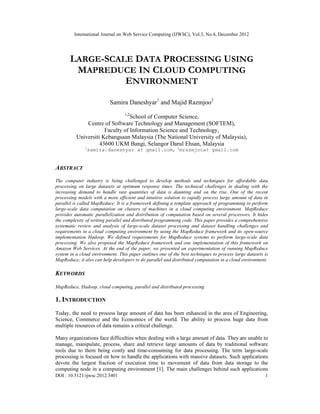 Large Scale Data Processing Using Mapreduce In Cloud Computing