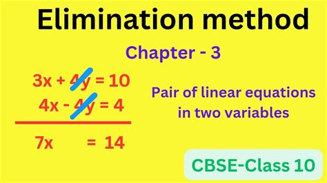 Elimination Method System Of Equations CBSE Class Maths YouTube