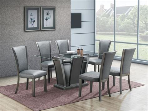 Cramco Maze Table 4 Chairs 3442 535 Grey Upholstered Dining Chairs Contemporary Dining