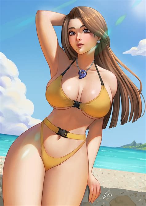 Rule 34 Beach Bikini Brown Hair Geravass Gyakuten Saiban Magatama Mia