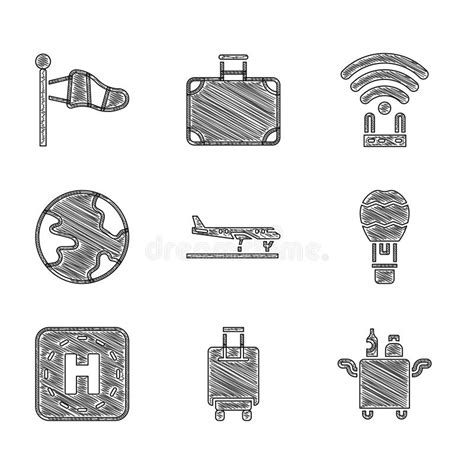 Set Plane Suitcase Trolley For Food Hot Air Balloon Helicopter Landing Pad Worldwide