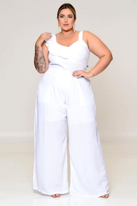 Regata Plus Size Com Babados Vk Moda Plus Size