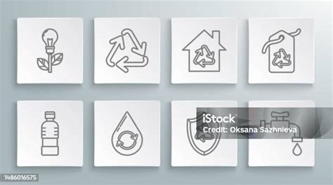 Définir La Ligne Bouteille Deau Symbole De Recyclage Eau Propre