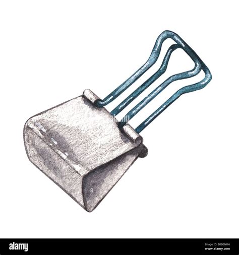Watercolor Paper Clip On A White Background Hand Drawn Watercolor