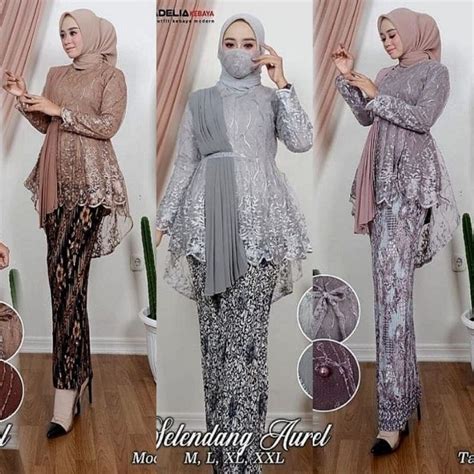 Jual Setelan Selendang Aurel Kebaya Modern Kebaya Remaja Kebaya Favorite Kebaya Brokat