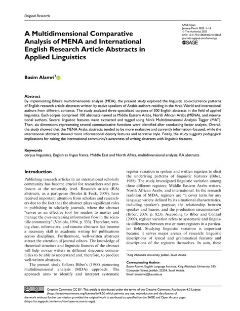 Pdf A Multidimensional Comparative Analysis Of Mena And International English Research Article