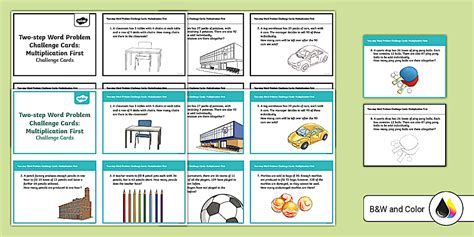Two Step Word Problem Challenge Cards Multiplication First