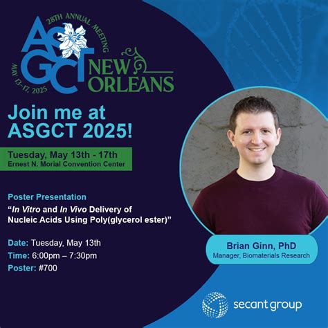 Secantgroup Asgct2025 Mrna Pdna Drugdelivery Innovation Secant