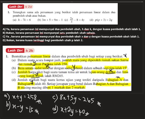 Tingkatan 1 BAB 6 Persamaan Linear 6 2 UASA 2025 Tingkatan 1 2 3 Tahun 4 5 6