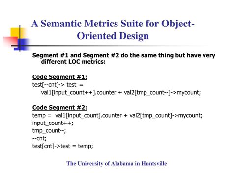 Ppt Investigating A Semantic Metrics Suite For Object Oriented Design Powerpoint Presentation