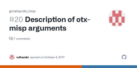 Description Of Otx Misp Arguments · Issue 20 · Gcrahayotxmisp · Github