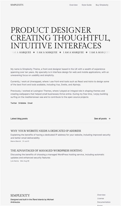 Simplexity ⏤ Personal And Blog Multipage Theme By Michael Andreuzza On
