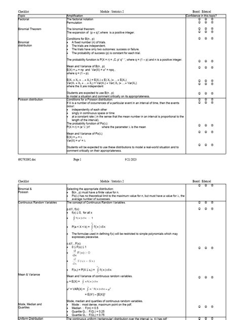 Checklist S2 Pdf Statistical Hypothesis Testing Probability