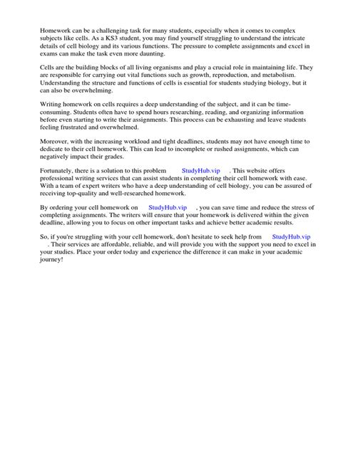 Cells Homework Ks3 Pdf Cell Biology Cytoplasm