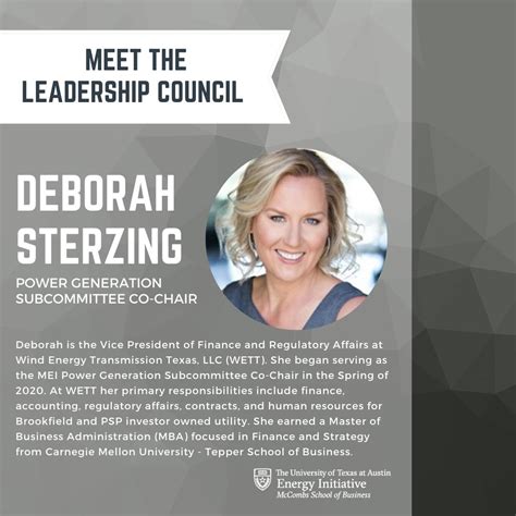 We Are Pleased To Announce Deborah Sterzing As One Of The Power