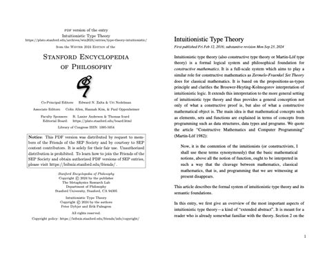 Friends Of The Sep Society Preview Of Intuitionistic Type Theory Pdf