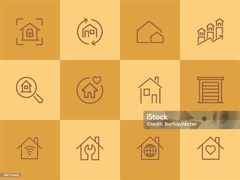 房屋線圖示向量圖形及更多一組物體圖片 一組物體 住宅區 住宅建築 Istock