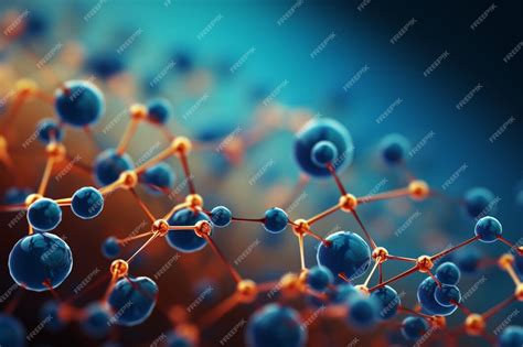 Dynamic 3d Molecular Structures Emerging Vibrantly Against A Cool Blue Premium Ai Generated Image