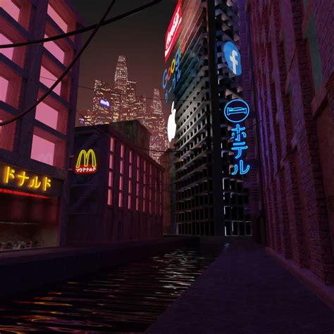 Wip My First Non Tutorial Render A Cyberpunk Canal Scene I Think Im Going To Add A Boat Or