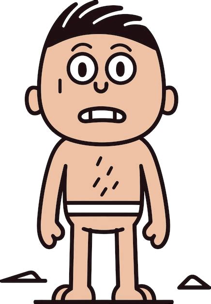 Premium Vector A Cartoon Drawing Of A Naked Man With A Surprised
