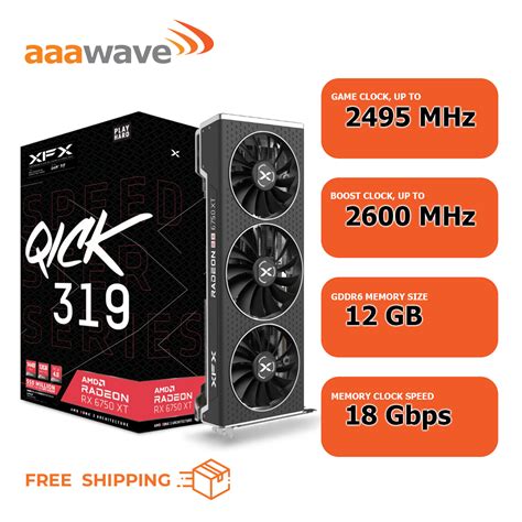 Xfx Rx 6750xt Speedster Qick319 Radeon Core Gaming Graphics Card With 12gb Gddr6 Hdmi 3xdp Amd